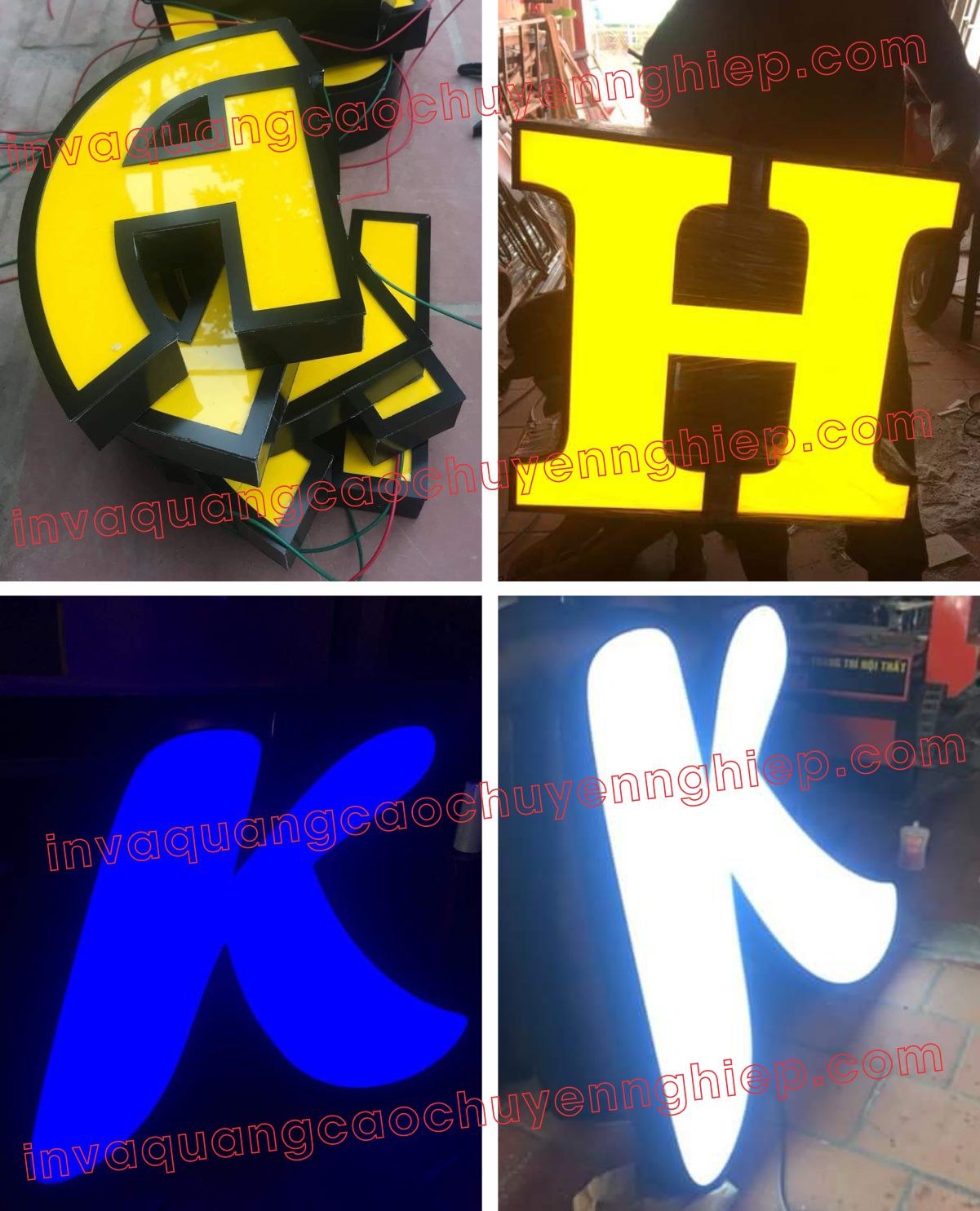 CHỮ NỔI ALU LỌNG VIỀN MẶT MICA LED ĐỘ SÁNG RỠ CỰC “OÁCH”